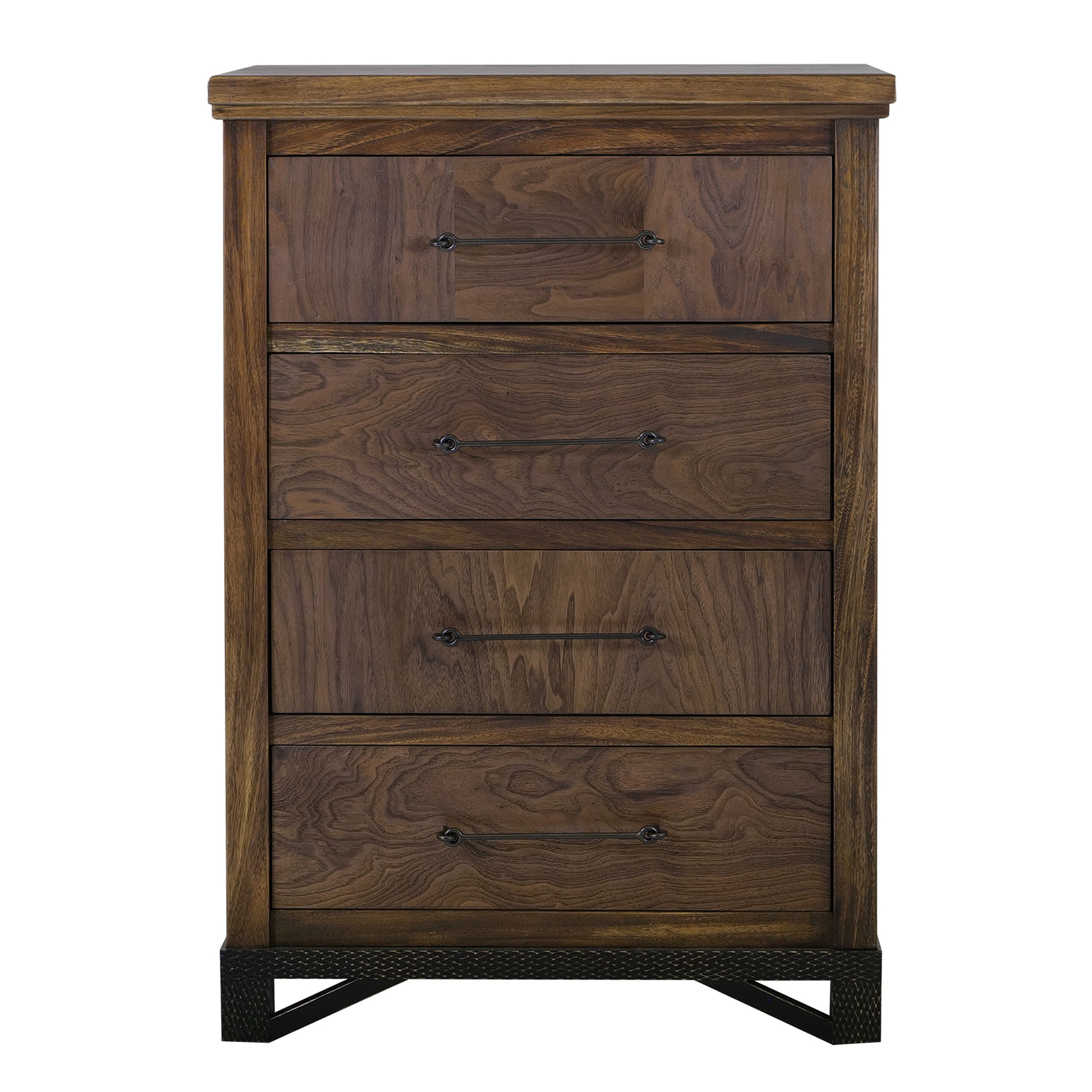 Benjara Ally Tall Dresser Chest, 4 Drawers, Classic Walnut Brown Parota ...