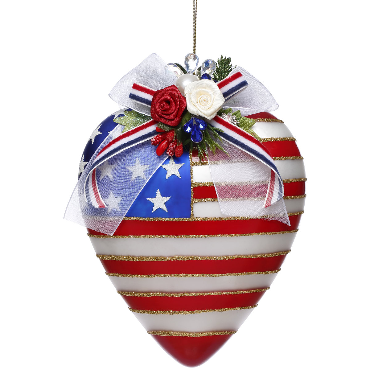 Mark Roberts Stars And Stripes Heart Ornament - 6 Inches - Wayfair Canada