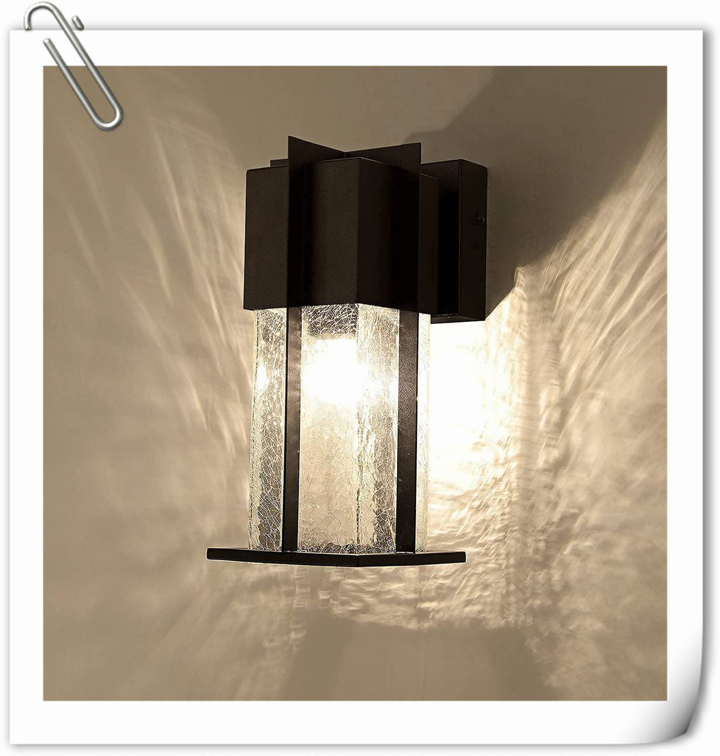 Williston Forge Outdoor Wall Light Fixtures With Crack-Like Glass Shade ...