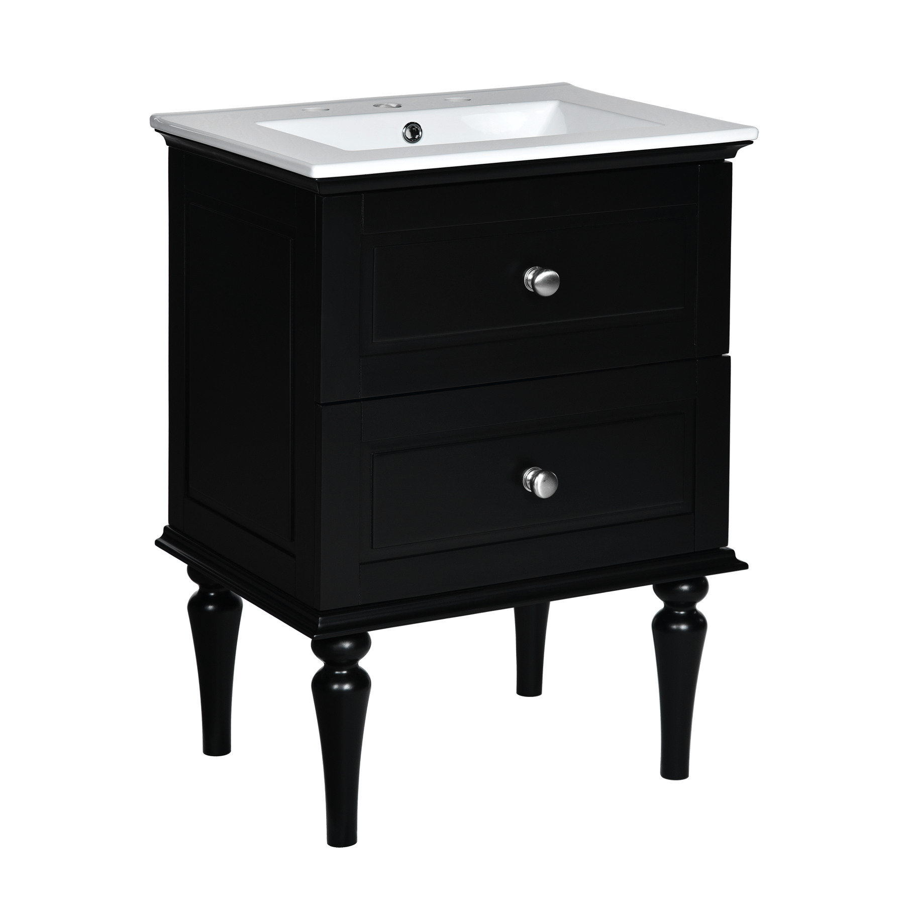 Ebern Designs Black 24'' Bathroom Vanity With Ceramic Sink - Modern ...
