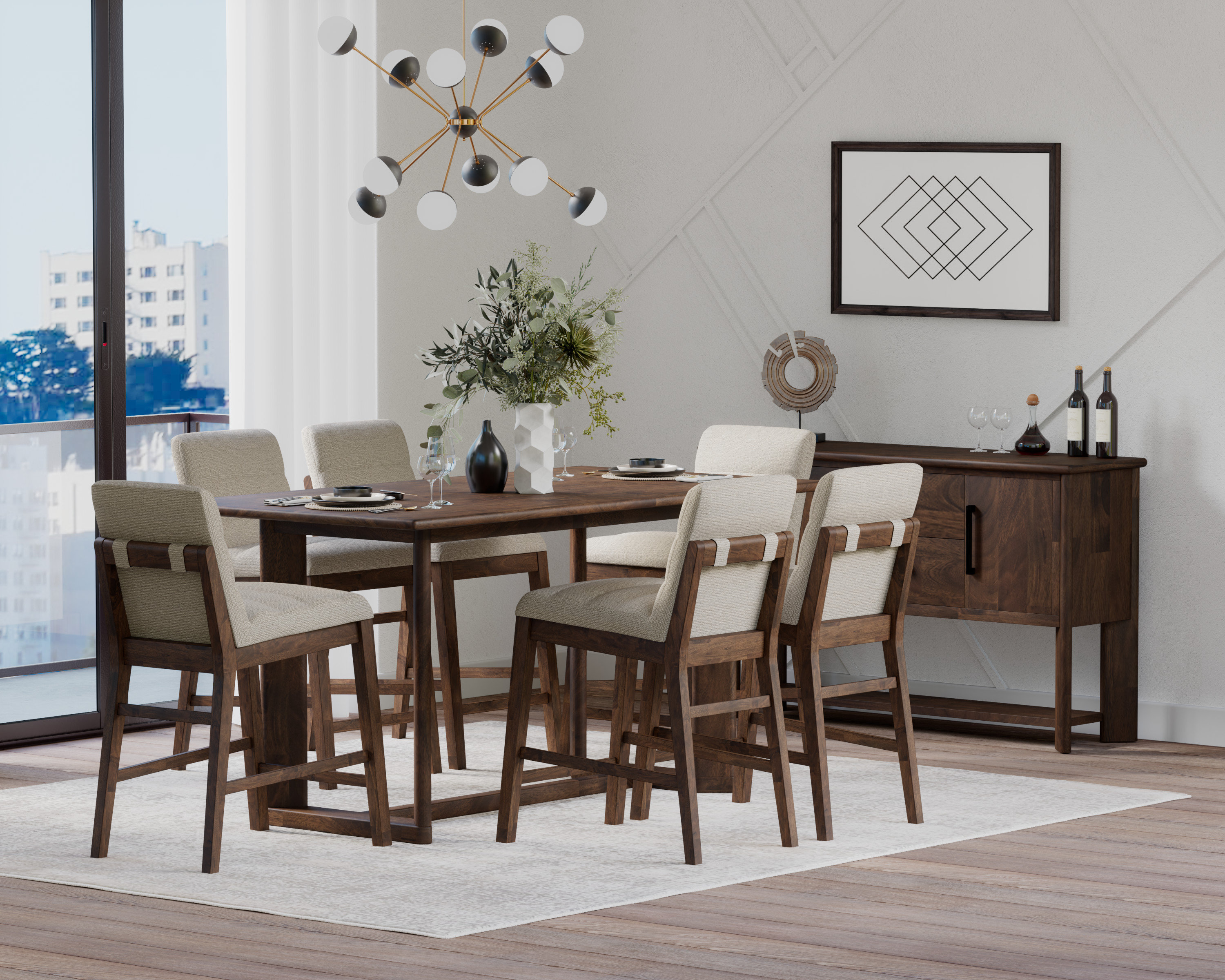 Latitude Run® Laneway Gathering Table Set with Upholstered Chairs | Wayfair
