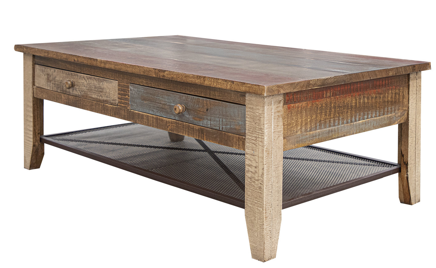 Loon Peak® Antique Cocktail Table With 4 Drawers | Wayfair