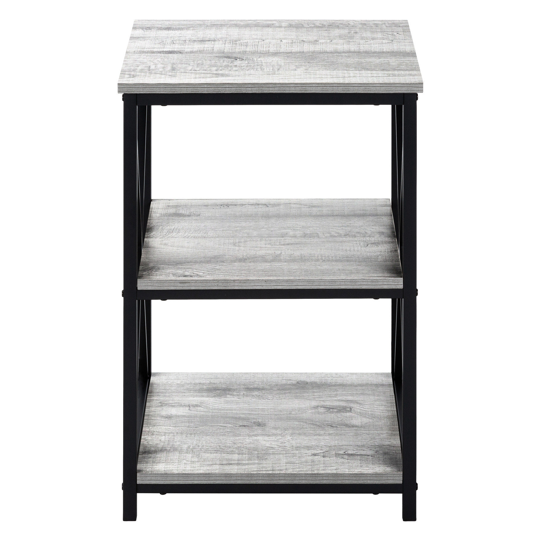 Ebern Designs Grey Laminate End Table With Black Metal Construction For ...