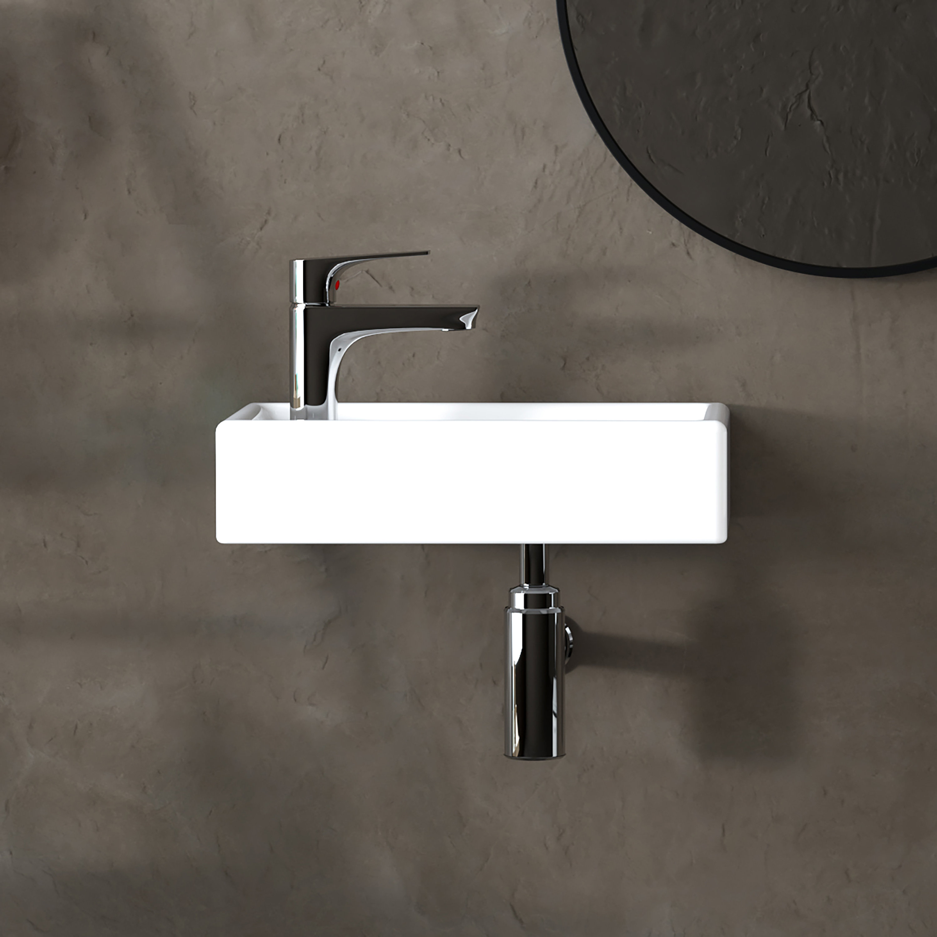 MEJE 16-Inch Wall Hung Basin Sink Combo, Small Cloakroom Basin ...