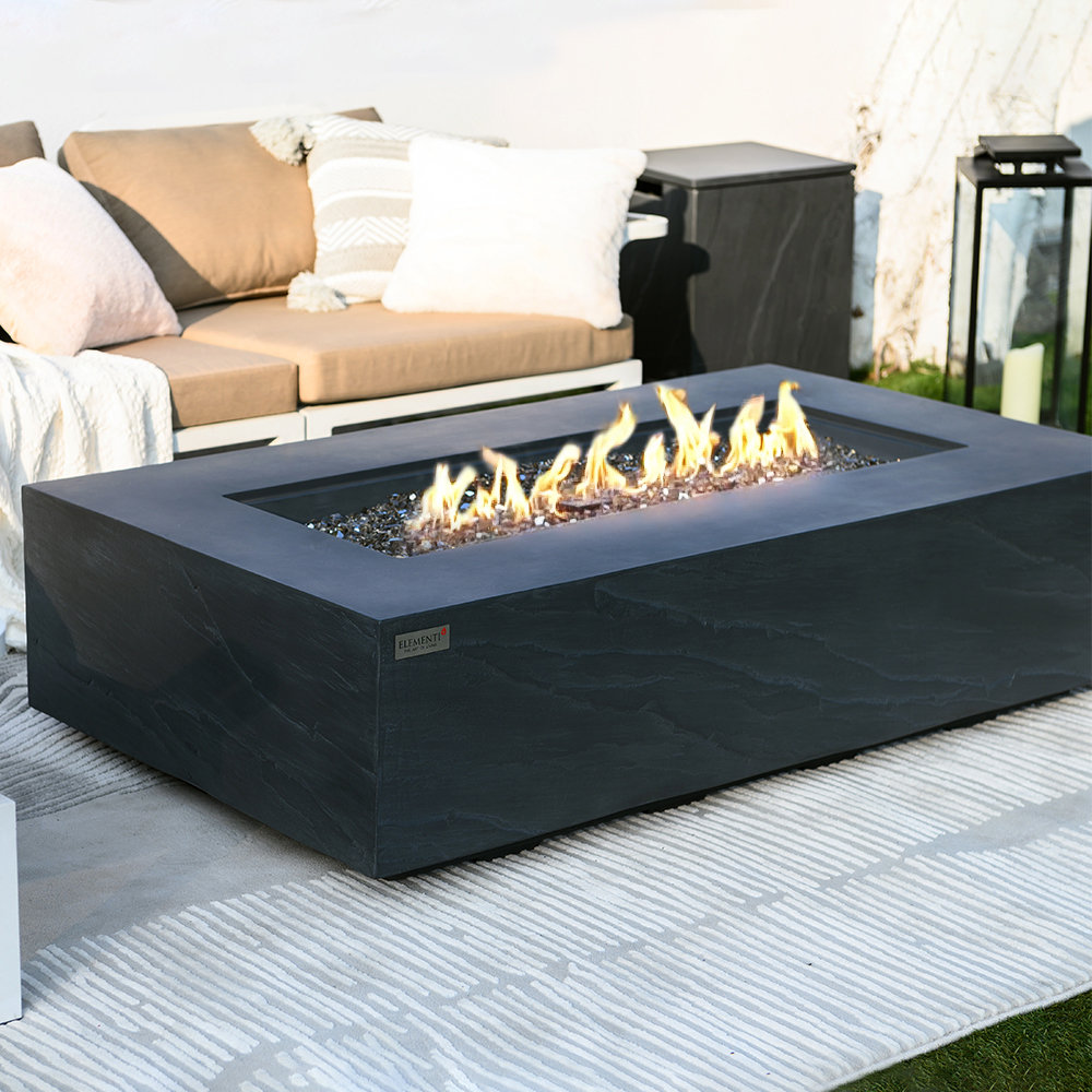 Elementi 15" H x 55.9" W Concrete Outdoor Fire Pit Table with Lid | Wayfair