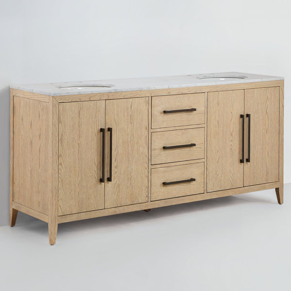 Corrigan Studio® Colchique 72" Double Bathroom Vanity with Quartz Top ...