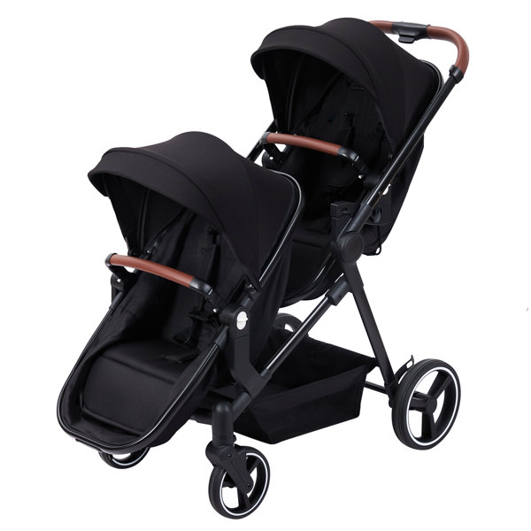 Ebern Designs Foldable Double Stroller Track Tandem Stroller For Infant ...