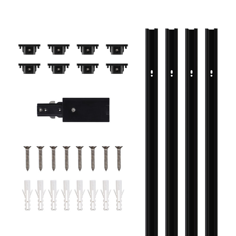 LEDVANS H Track Rail Kit, 4" H Type Track Light Rails+End Caps+Live End ...