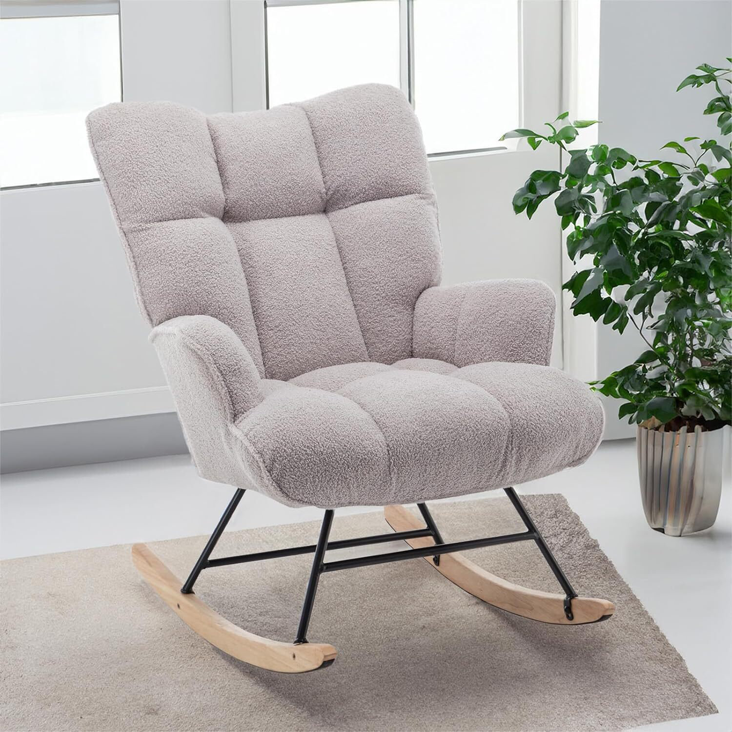 George Oliver Nursery Rocking Chair Teddy, Upholstered Glider Rocker ...