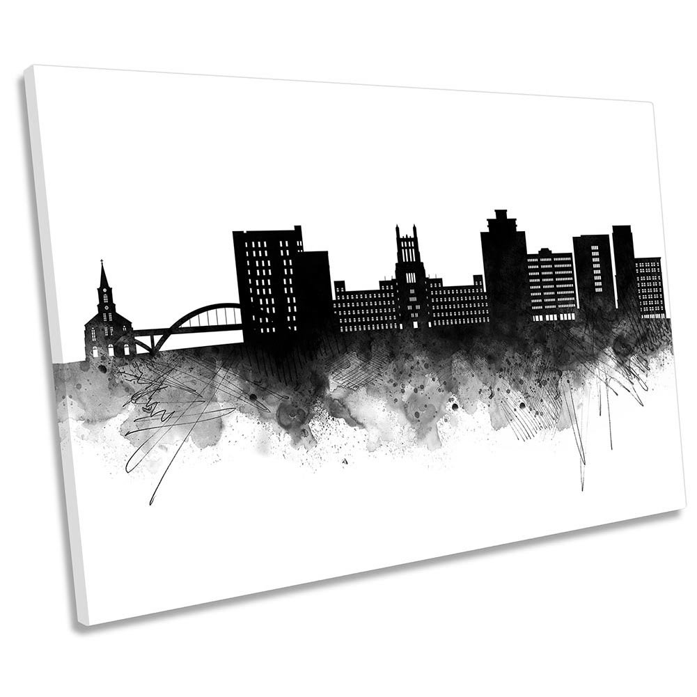 Ebern Designs Lowa City Abstract Skyline - Wrapped Canvas Graphic Art ...
