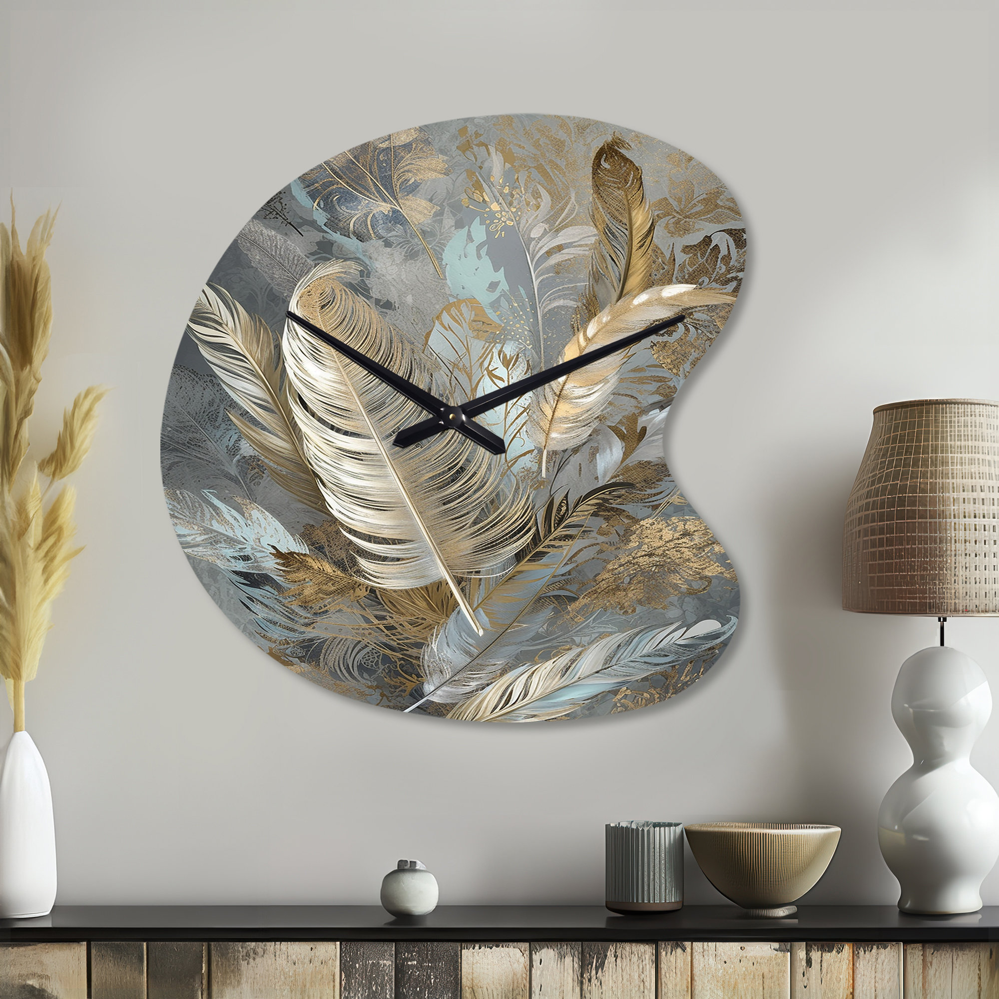 Design Art Gold Feather Extravaganza V - Glam Feather Unique Shape ...