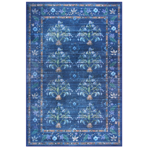Bungalow Rose Straub Large Floral Rugs Living Room Rug Washable Bedroom ...