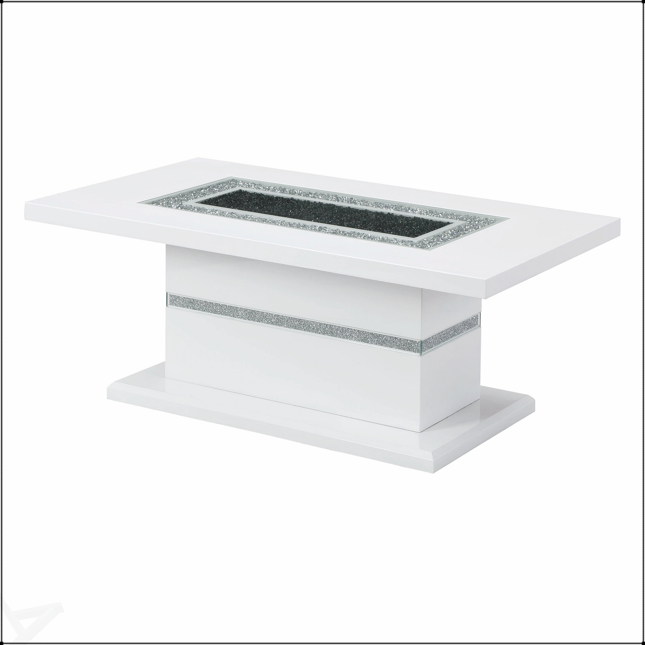 Latitude Run® ARIYA White Coffee Table with High-Gloss Finish and ...