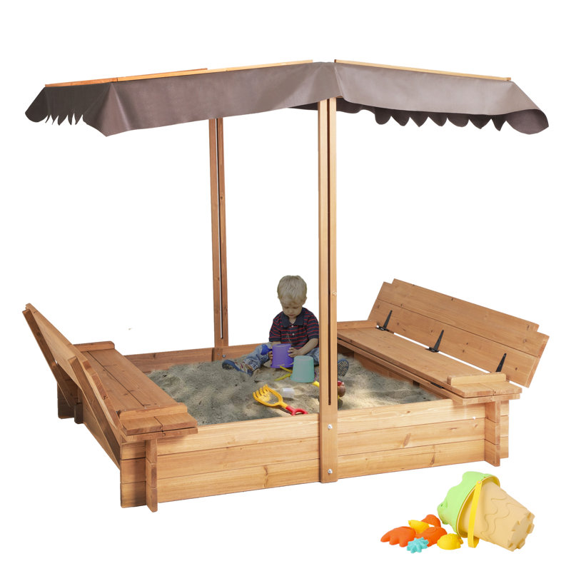 AIUEKES 48'' x 48'' Solid Wood Square Sandbox with Cover & Reviews ...
