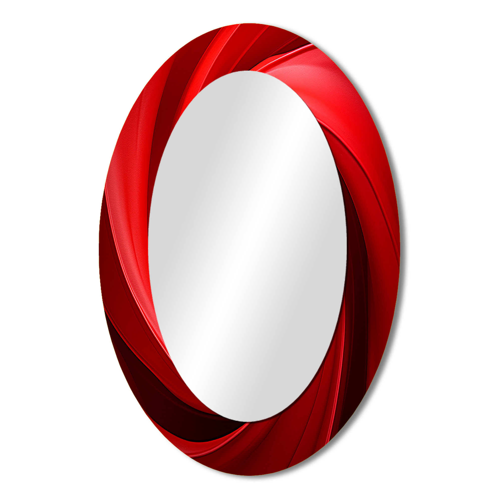 Dakota Fields Red Perpetual Pulse Vortex - Red Modern Oval Wall Mirror | Wayfair