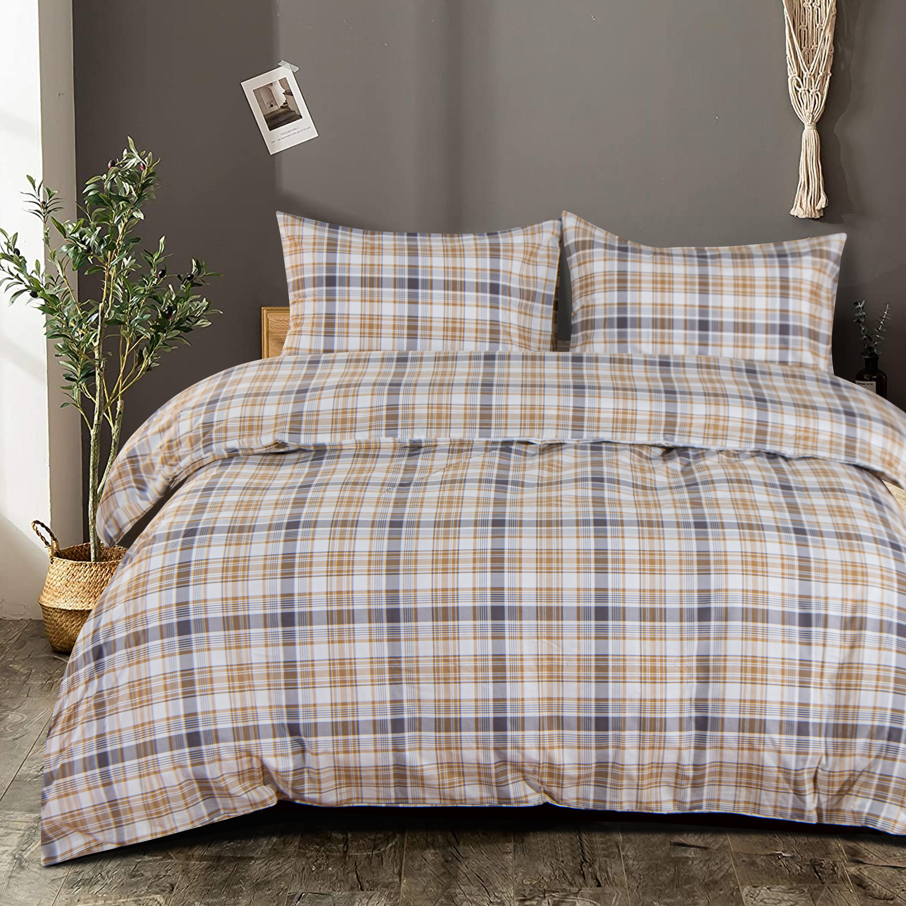 NTBAY Yellow Checkered Duvet Cover Set - Wayfair Canada