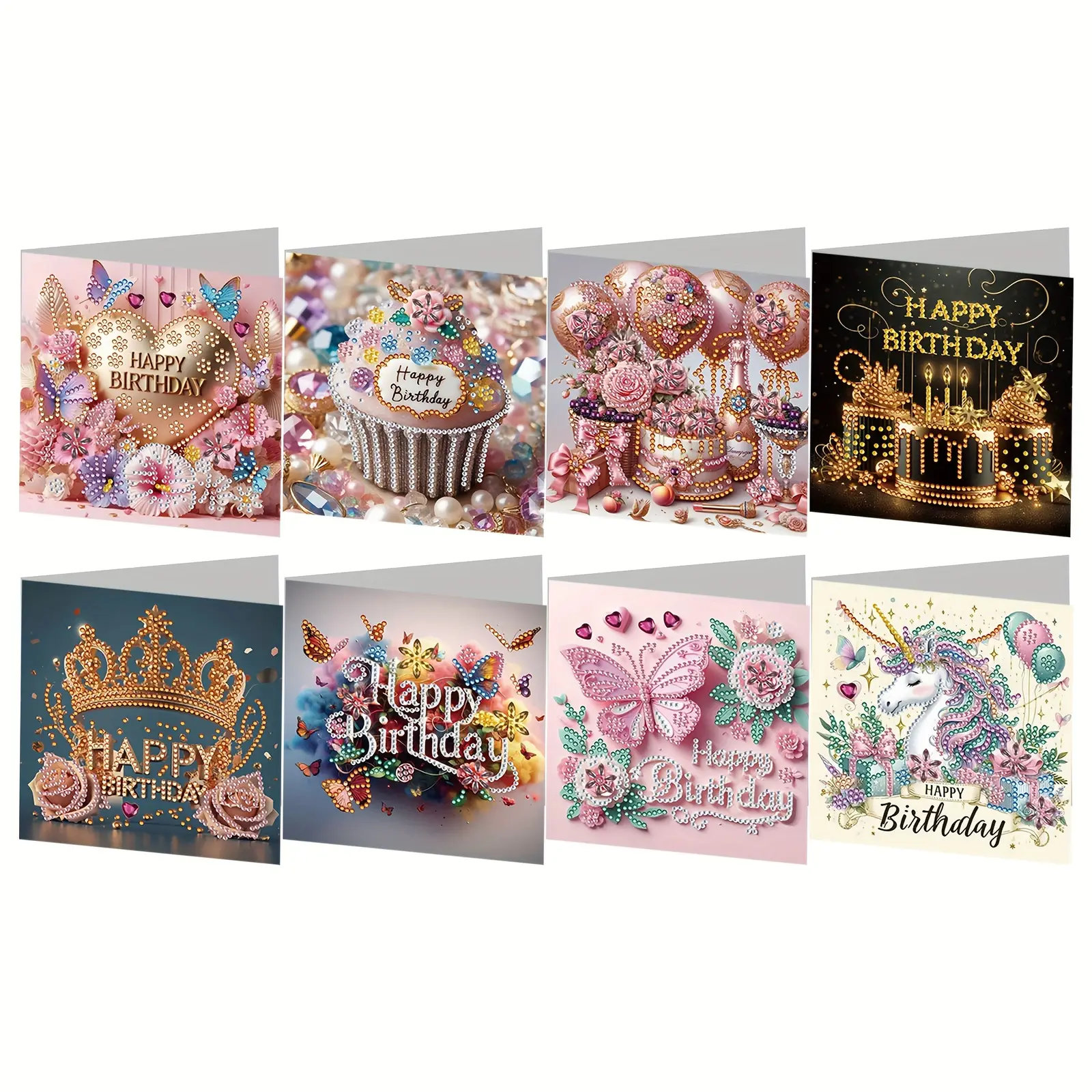 The Seasonal Aisle 8pcs 5D DIY Diamond Art Assorted Birthday Card Kit ...
