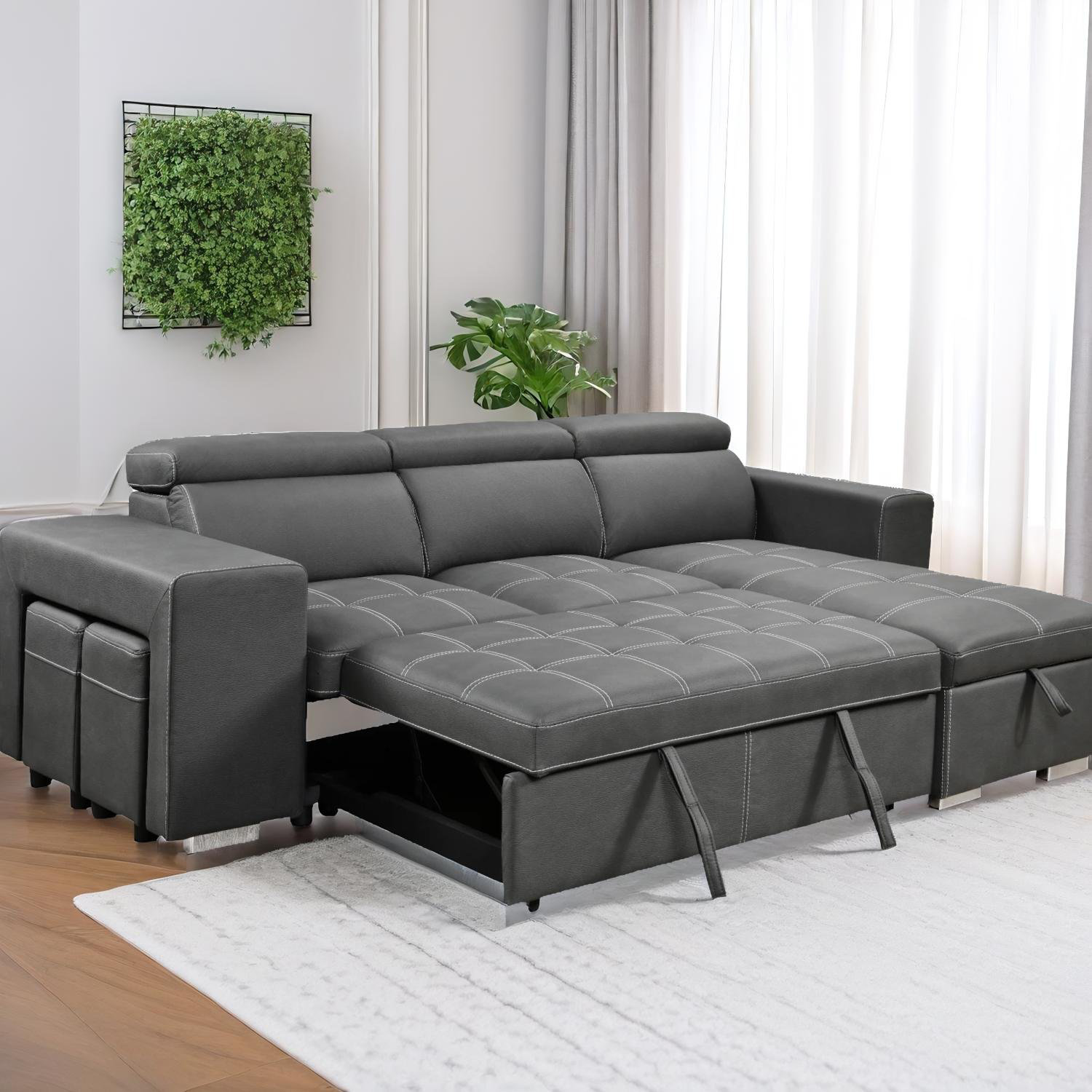 Latitude Run® 105"Sectional Sofa with Storage Chaise and 2 Hidden ...