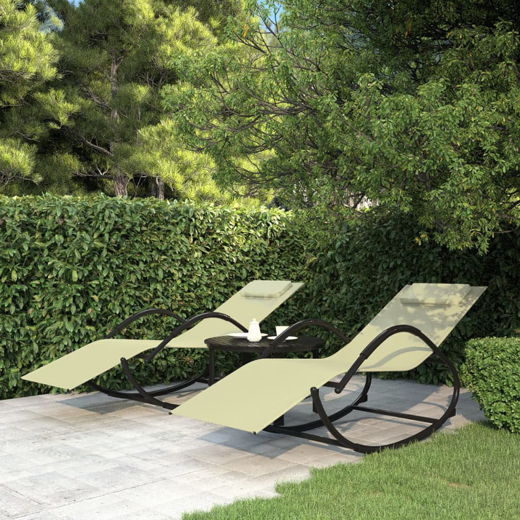 Latitude Run® Rocking Sun Loungers 2 Pcs Steel And Textilene | Wayfair