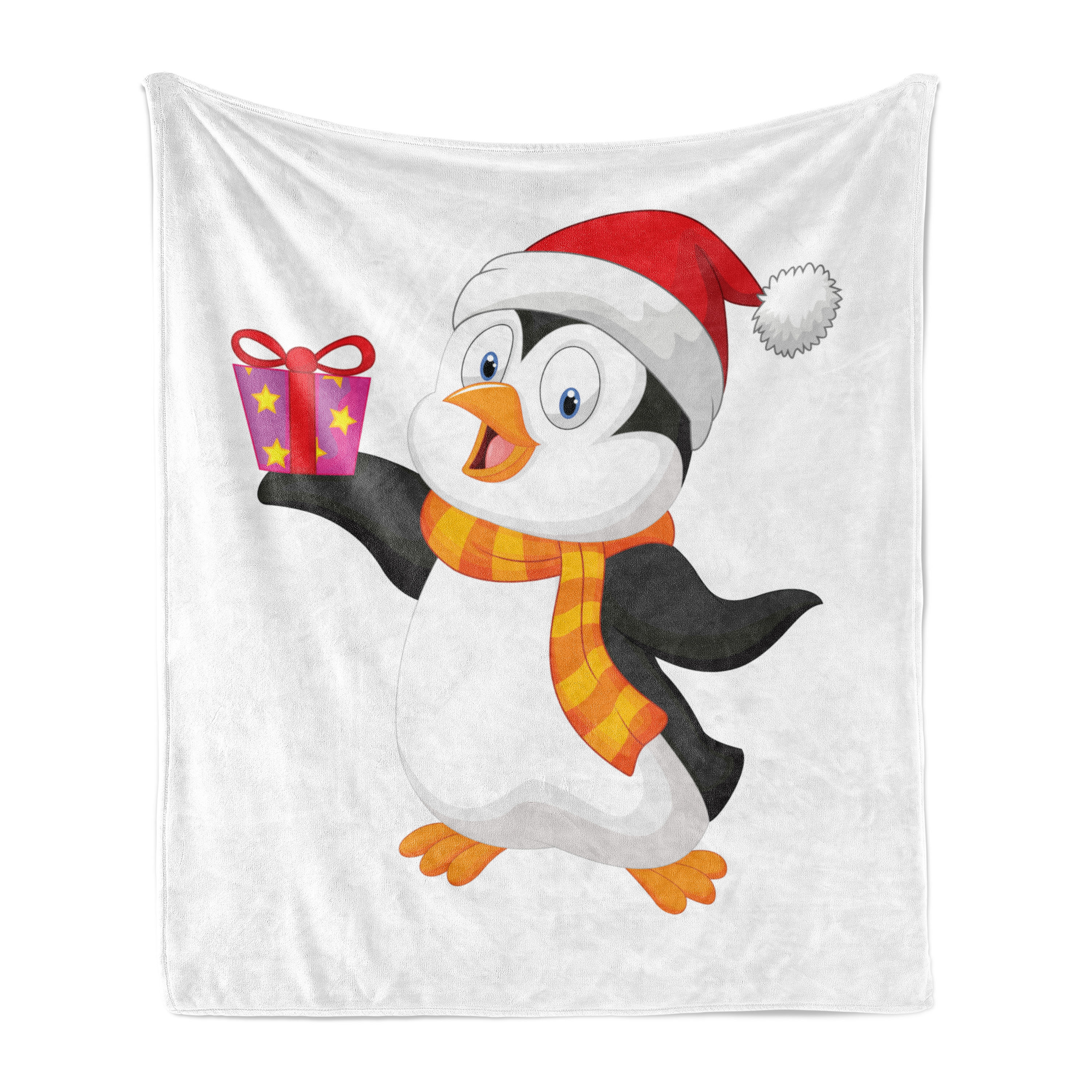 Ambesonne Cartoon Fleece Throw Blanket Friendly Penguin Character ...