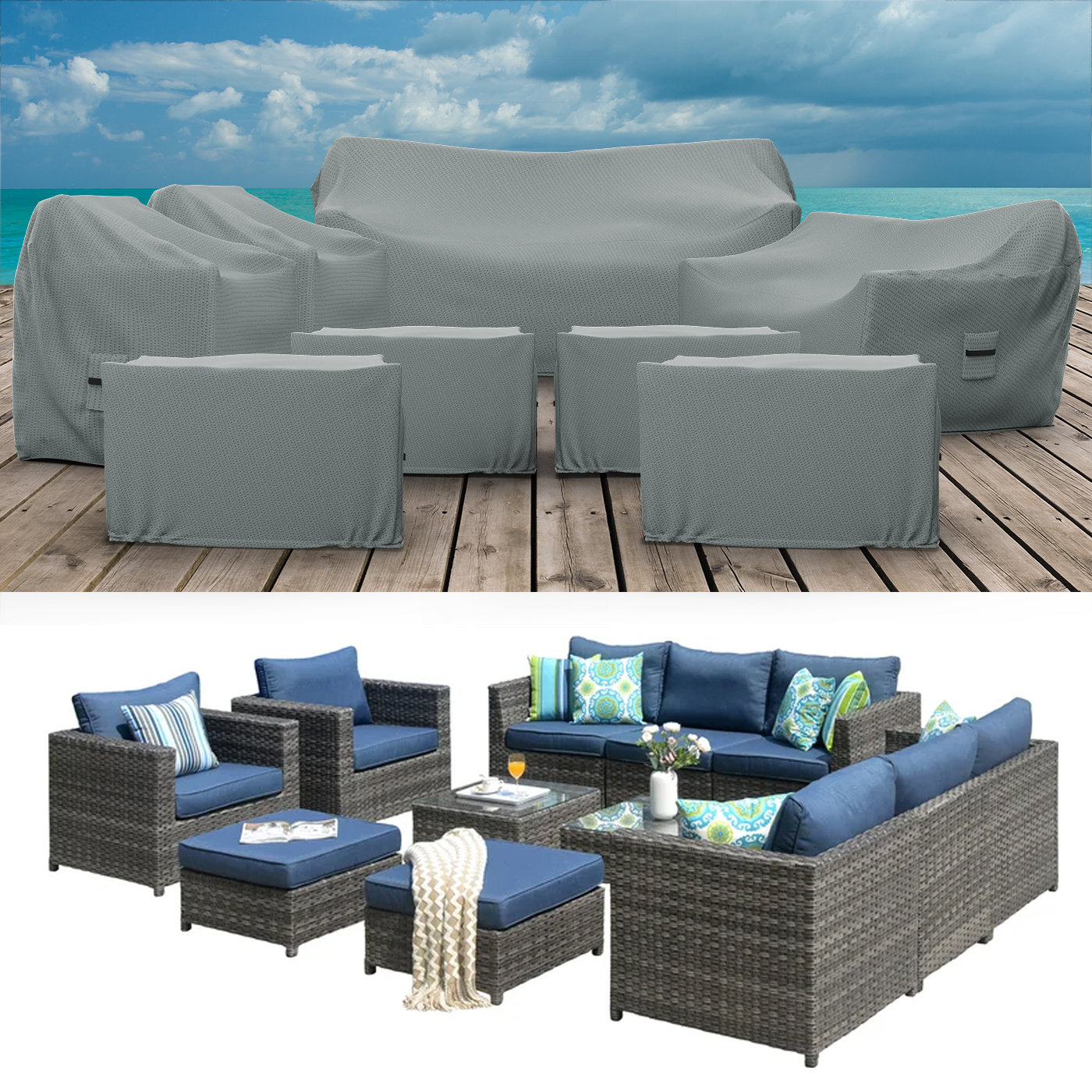 Freeport Park® Kettner Patio Furniture Cover for 8Pieces Patio ...