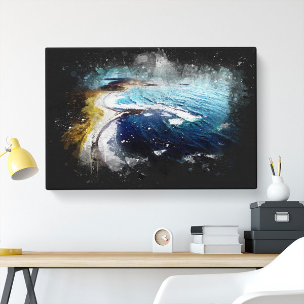 East Urban Home Tor Bay Seascape In Canada Paint Splash - Wrapped ...