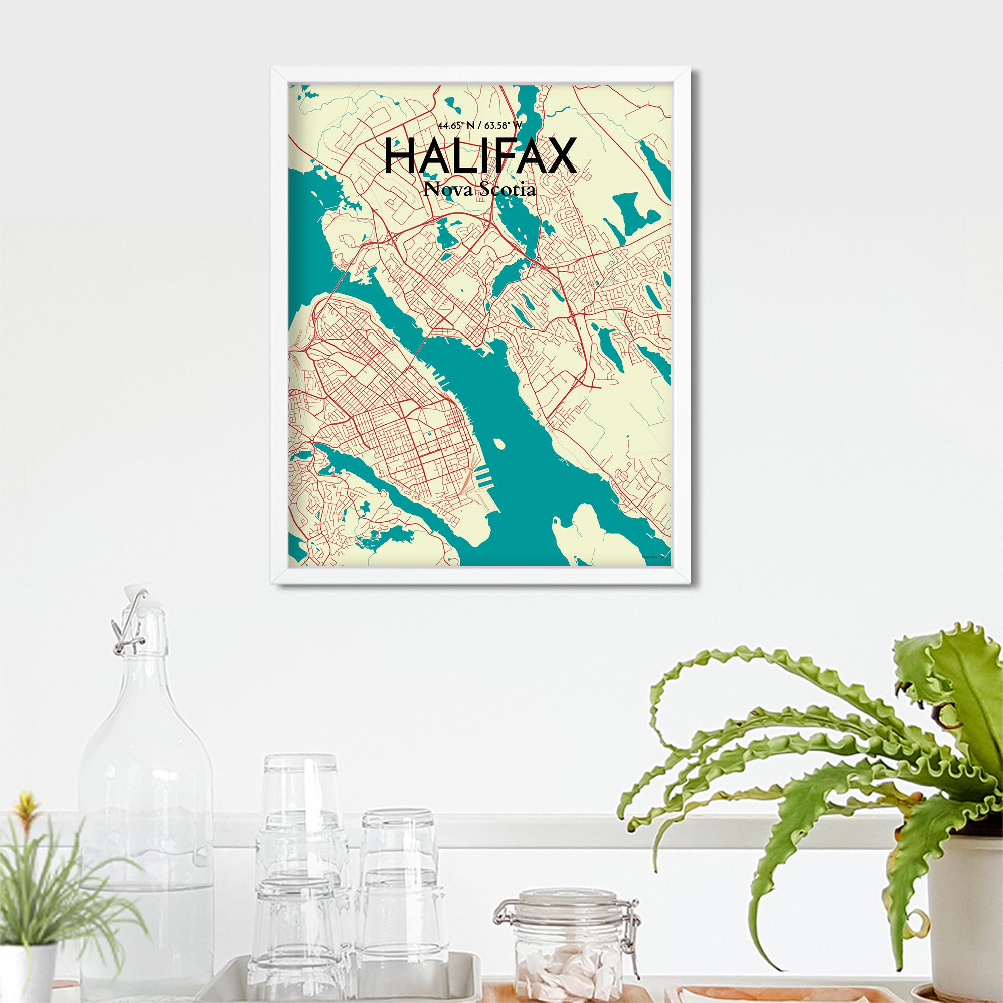 OurPoster.com 'Halifax City Map' Graphic Art Print Poster in Tricolor ...
