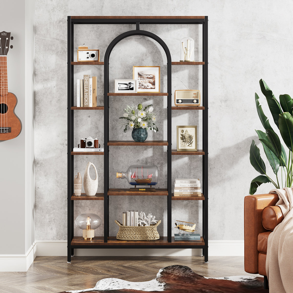 17 Stories Tonise 70.8" H Tall Geometric Bookcase & Reviews | Wayfair