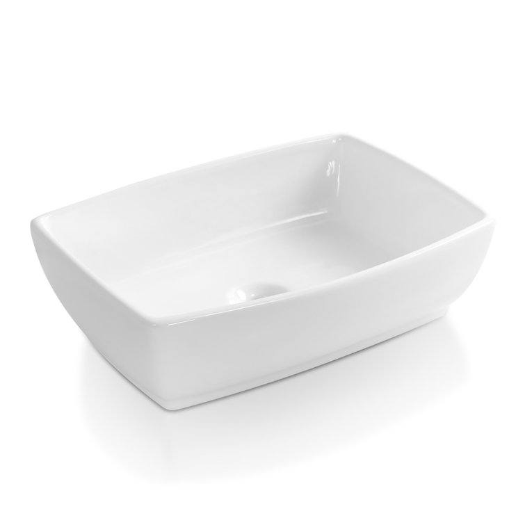 Sinber 19" x 14" x 5" White Rectangular Ceramic Countertop Bathroom ...