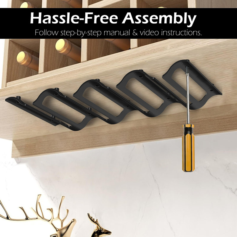 Rebrilliant Under Cabinet Wine Glass Holder Rack | Wayfair