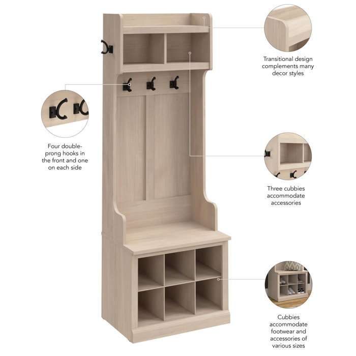 Laurel Foundry Modern Farmhouse Kierra Hall Tree 24.5'' Wide with Bench ...