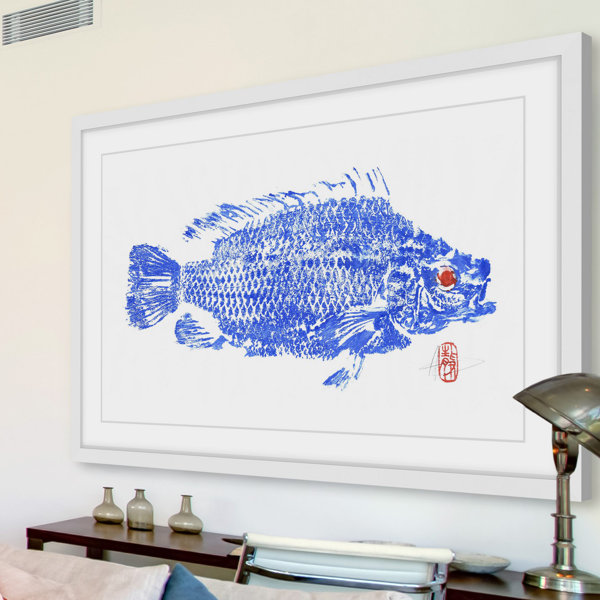 Marmont Hill Tilapia Blue Framed On Paper by Andrew Clay Print | Wayfair