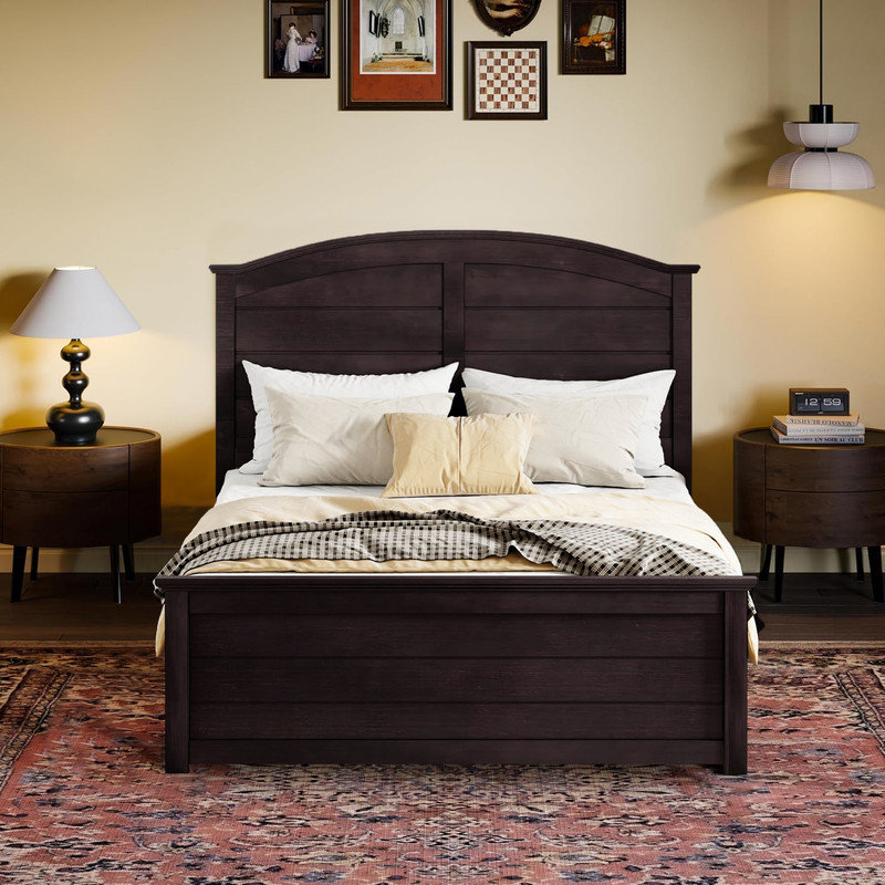 Lark Manor™ Rustic Solid Wood Bed Frame with Solid Wood Headboard and ...