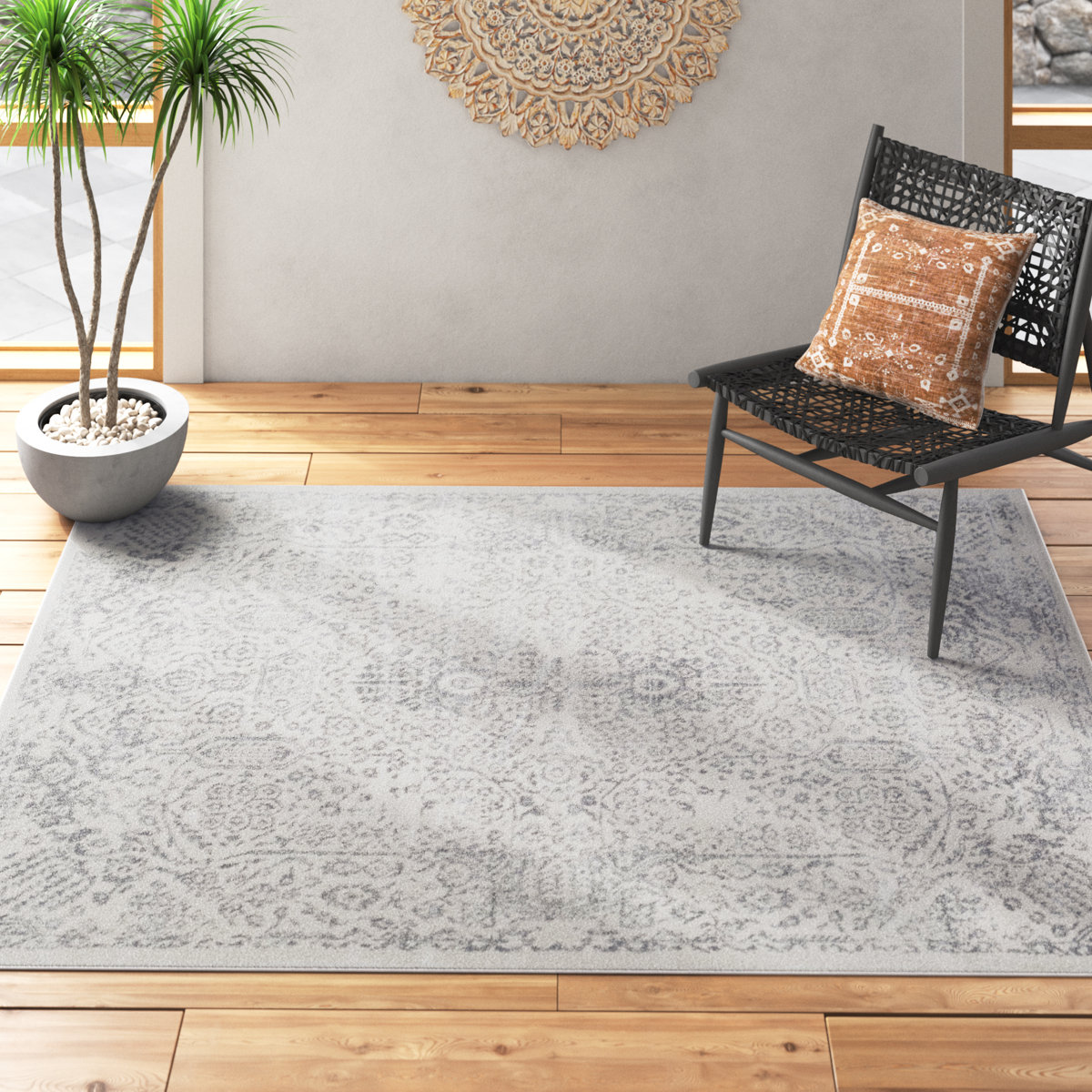 Mistana™ Shyann Oriental Gray/White Area Rug & Reviews | Wayfair