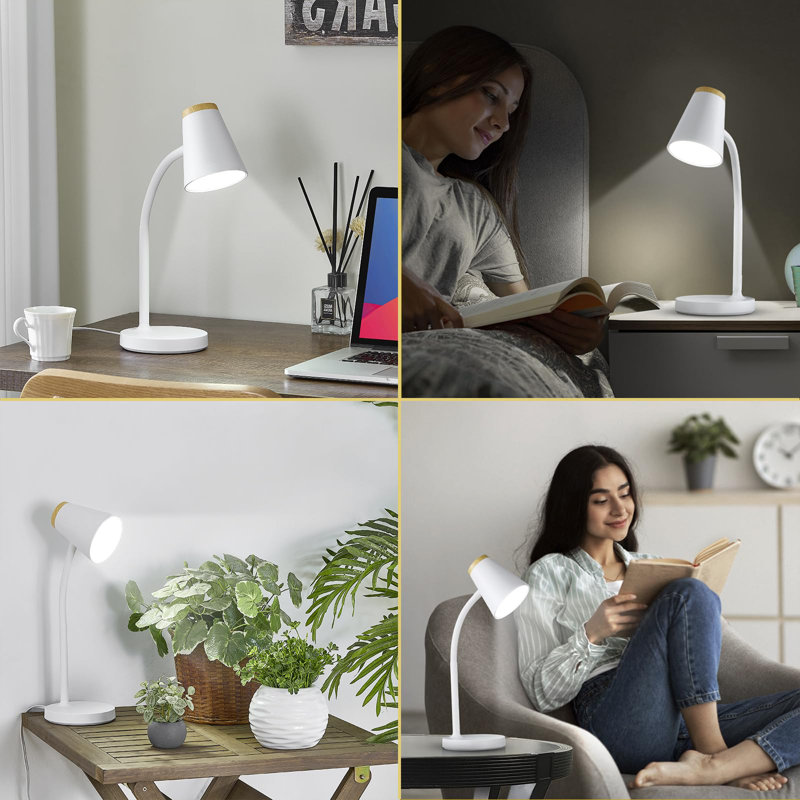 Ebern Designs Adjustable Flexible Gooseneck Table Lamp For Bedside ...