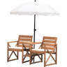 Gracie Oaks Wood Outdoor Conversation Set with Two Seats, Table, and ...