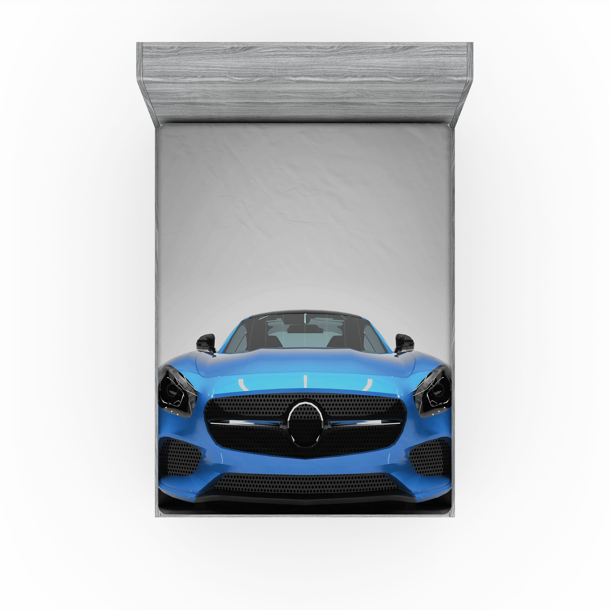 Ambesonne Sports Car Fitted Sheet 2-Pack Front View Photo of Auto Black ...