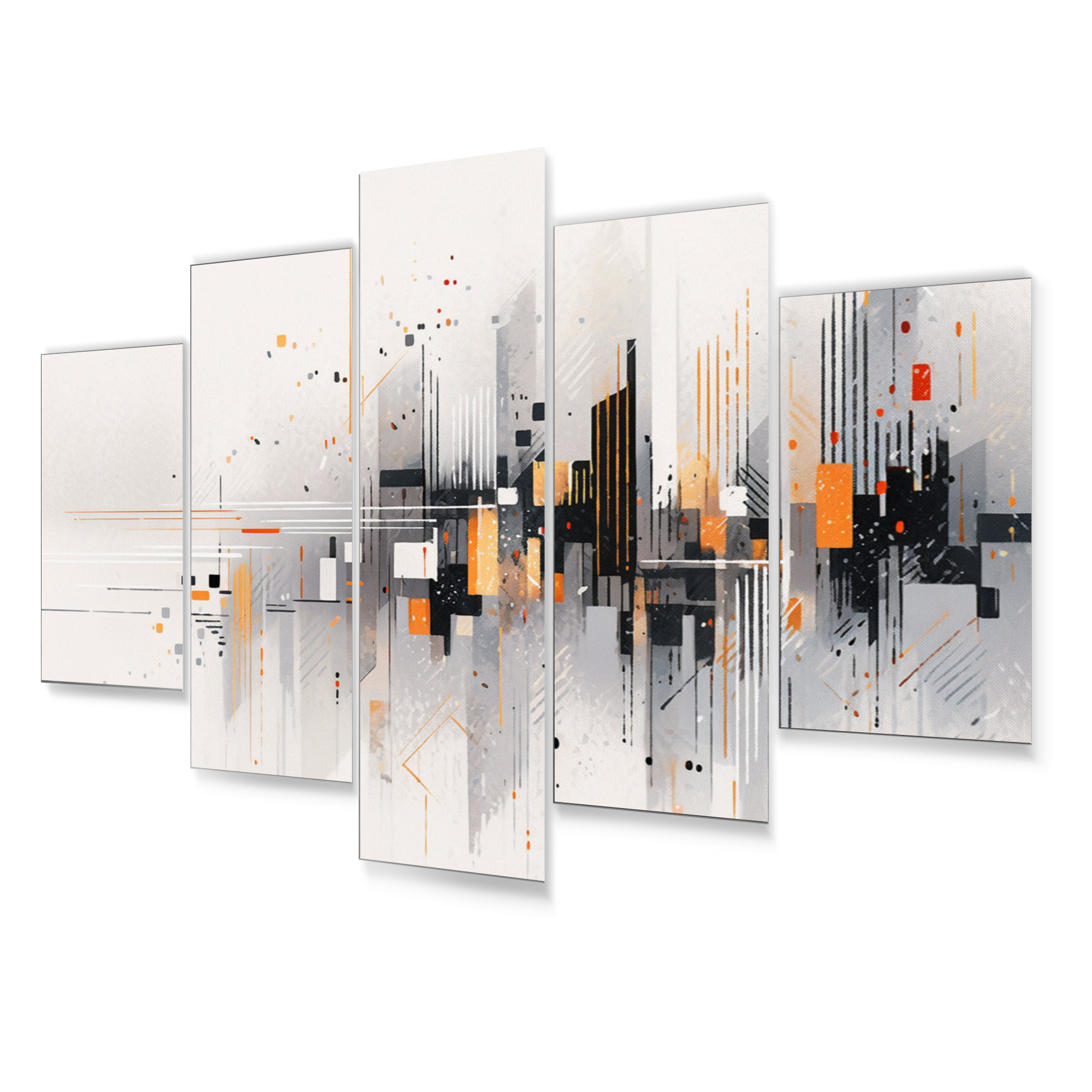 Wrought Studio™ Grey Symmetrical Meets - Cubism Metal Wall Decor Set ...