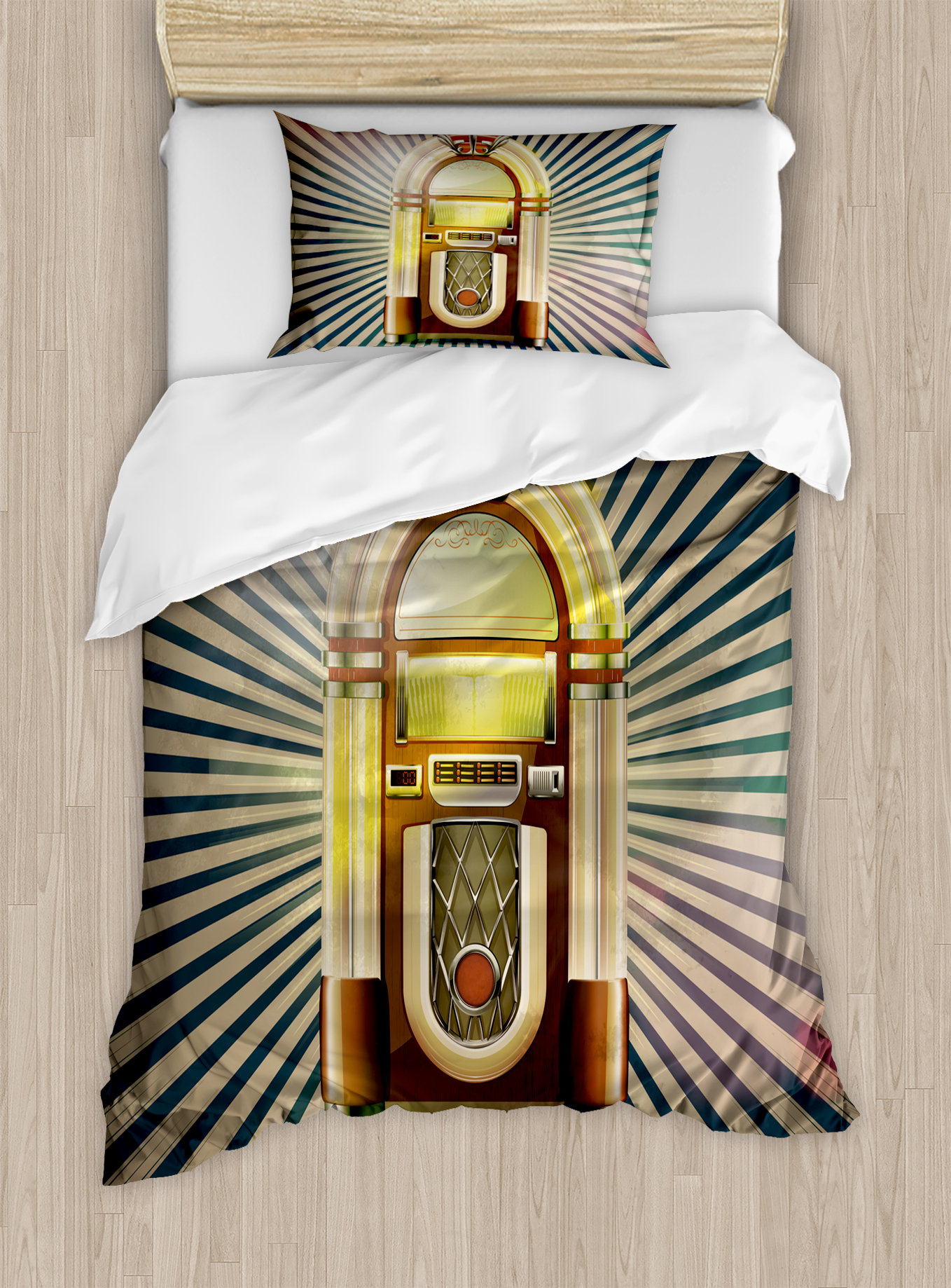 Ambesonne Jukebox Retro Vintage Pin Up Inspired Striped Backdrop Old ...