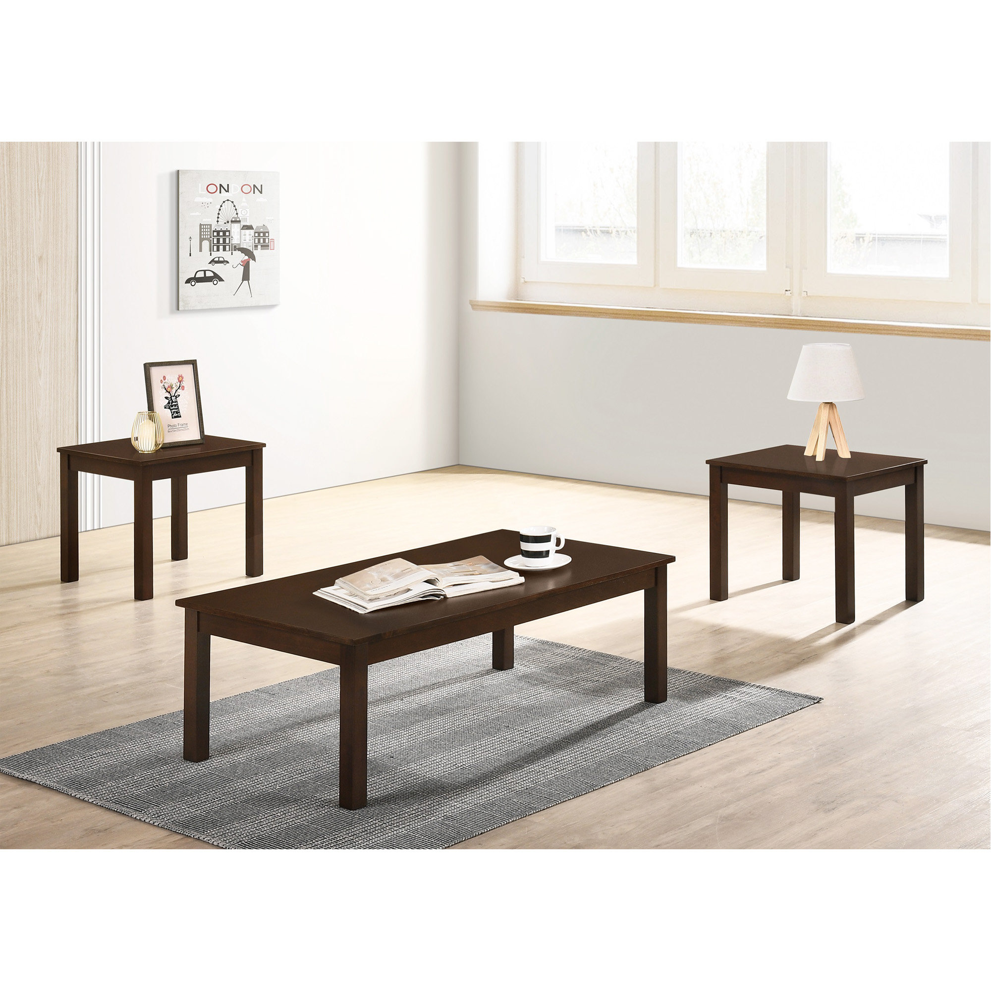Lark Manor™ Elegant 3Pc Coffee Table Set 1X Coffee Table And 2X End ...