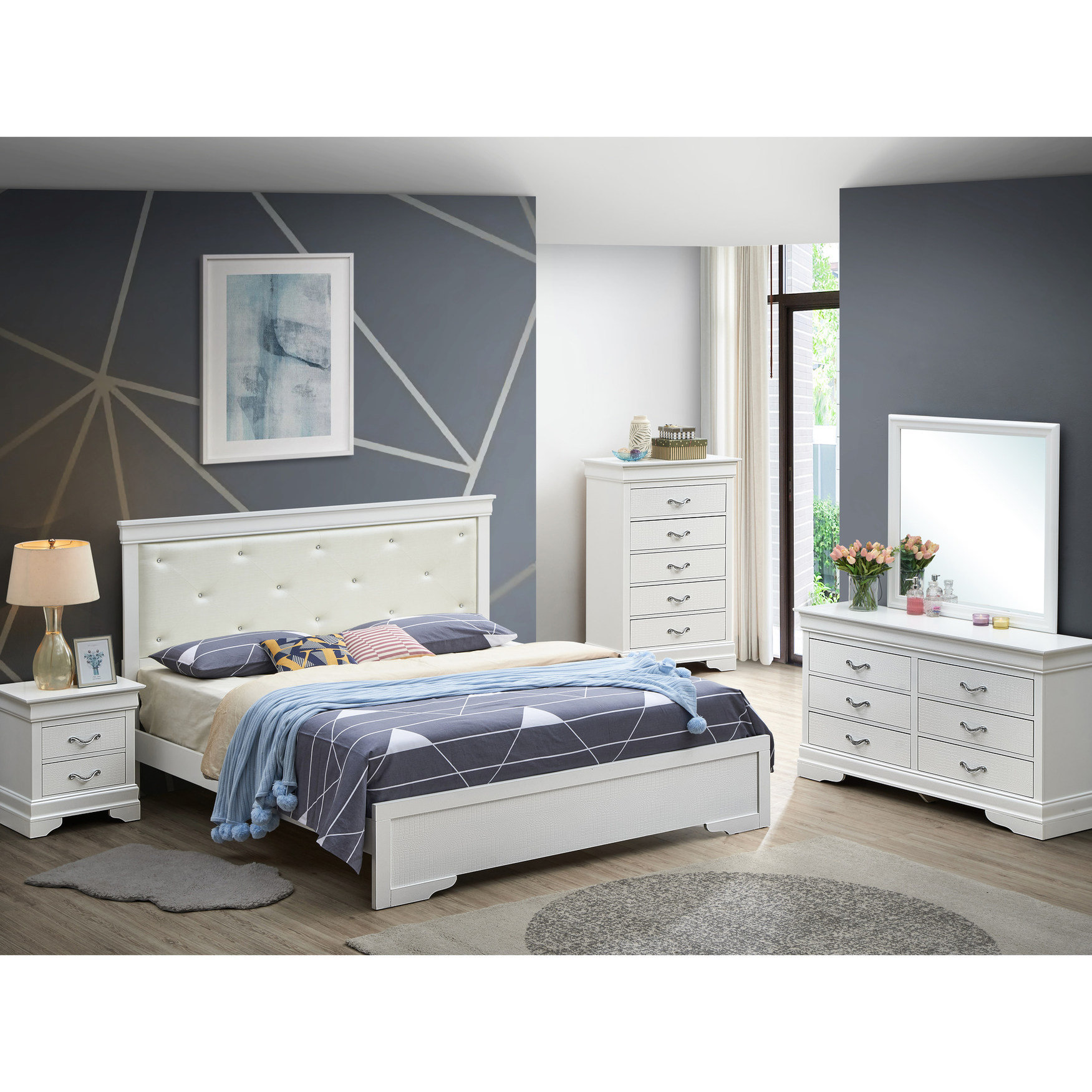 Lark Manor™ Spectacular Transitional Queen Bed In Distinctive Silver ...