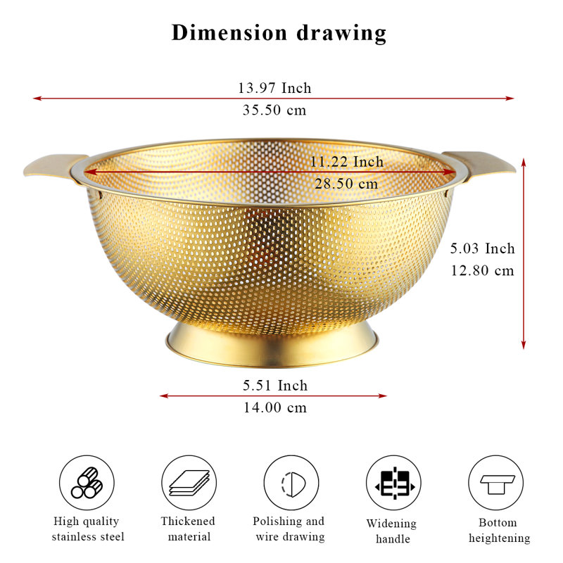ASA 304 Stainless Steel Microporous Colander Large Capacity Grater ...
