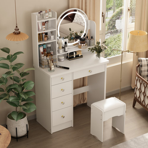 Solid Wood Makeup Vanities You'll Love | Wayfair