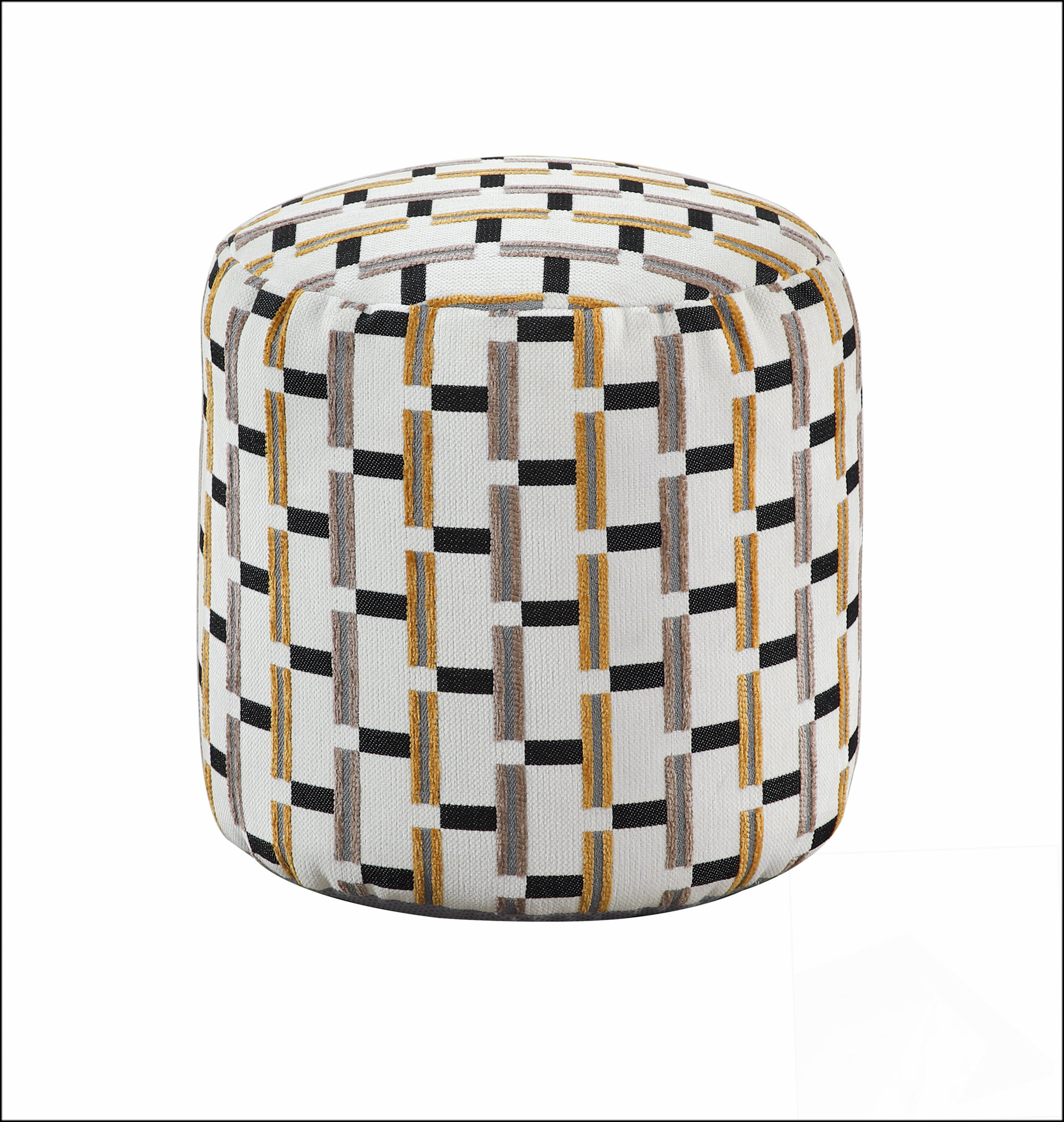 Latitude Run® Cylindrical Pouf MultiColor Jacquard Fabric Upholstery ...
