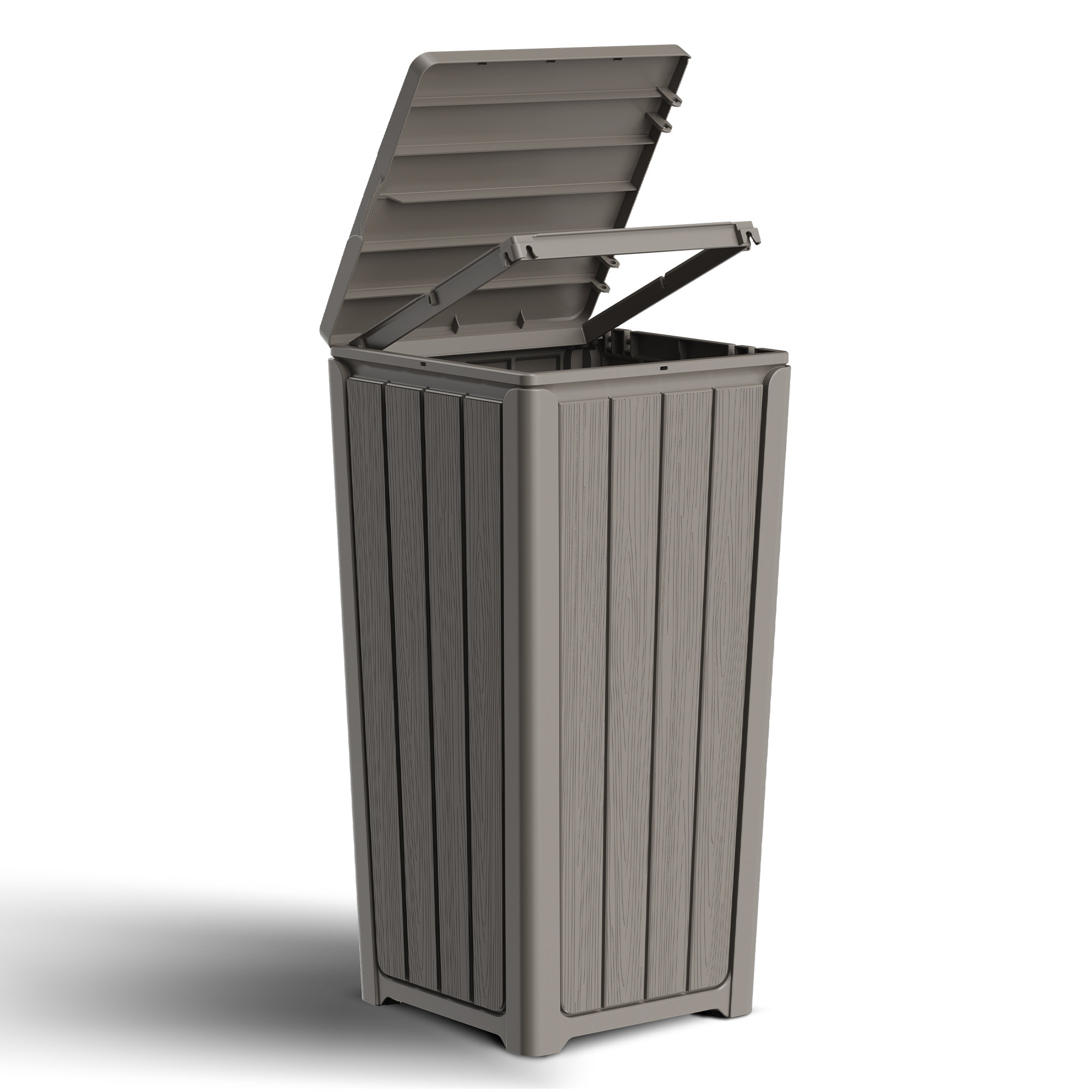 LHBcraft 23 Gallon Waterproof Wood Grain Trash Bin for Outdoor Easy to ...