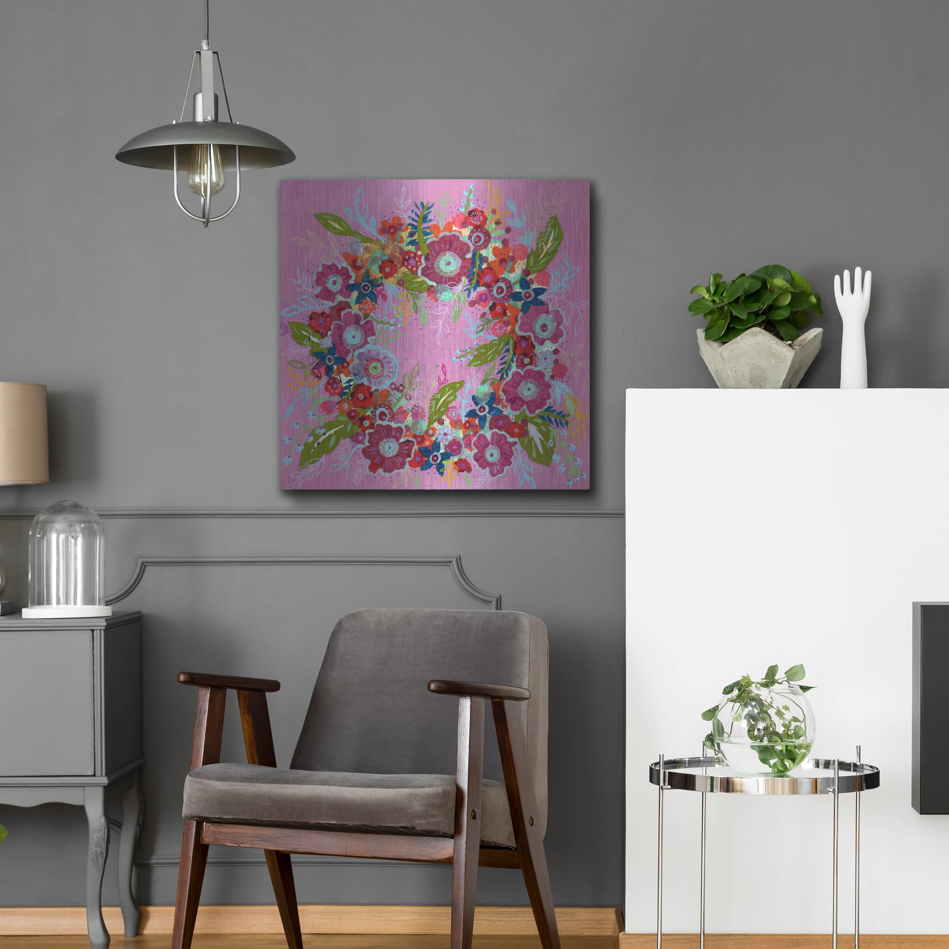 Luxe Metal Art 'Spring Wreath' by Jeri Hauth Metal Wall Art, 24" x 24 ...