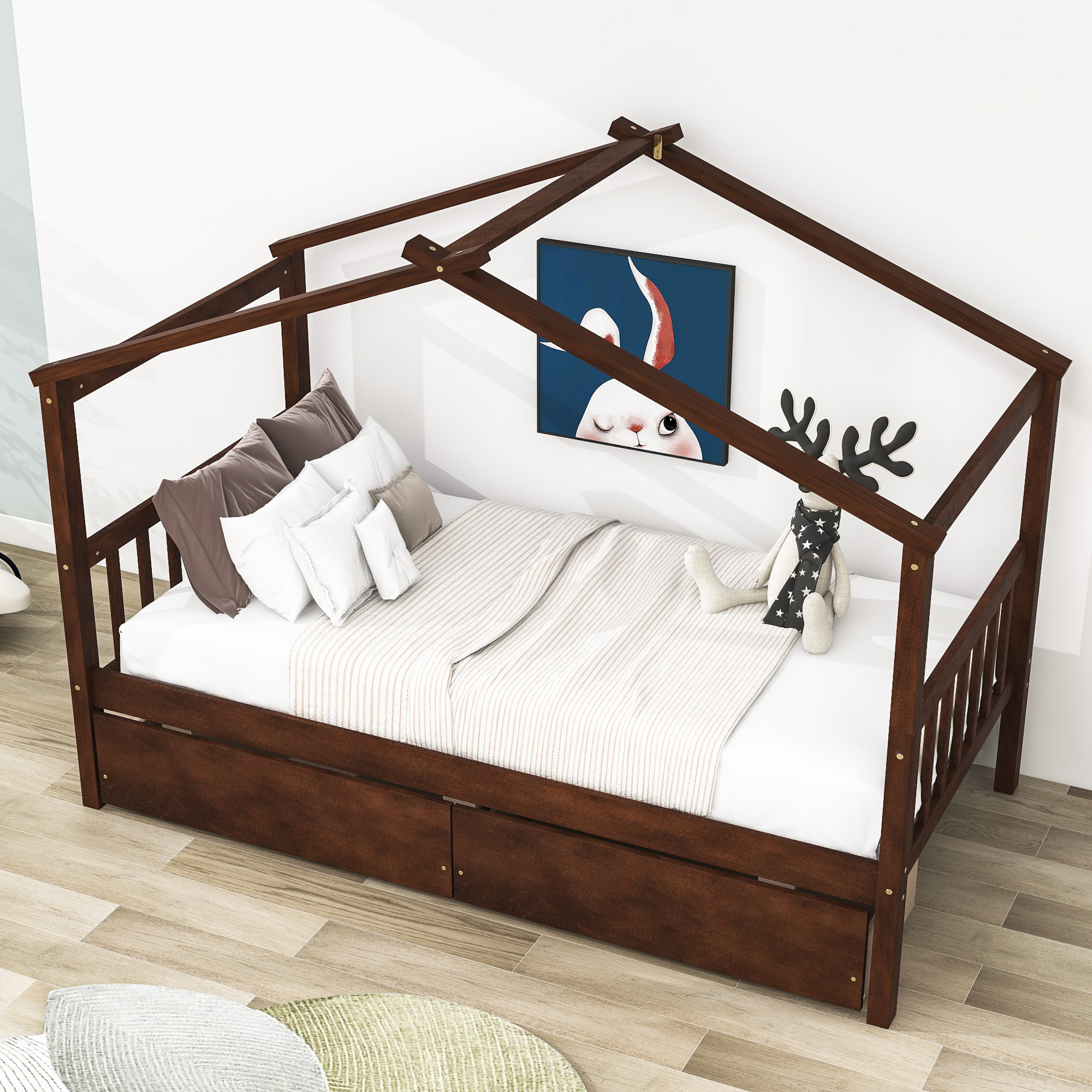 August Grove Atonio Twin Storage Canopy Bed | Wayfair