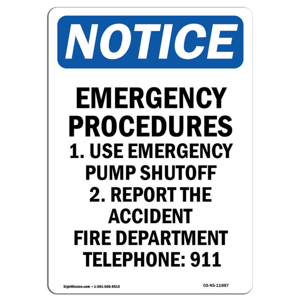 SignMission Emergency Procedures Sign | Wayfair