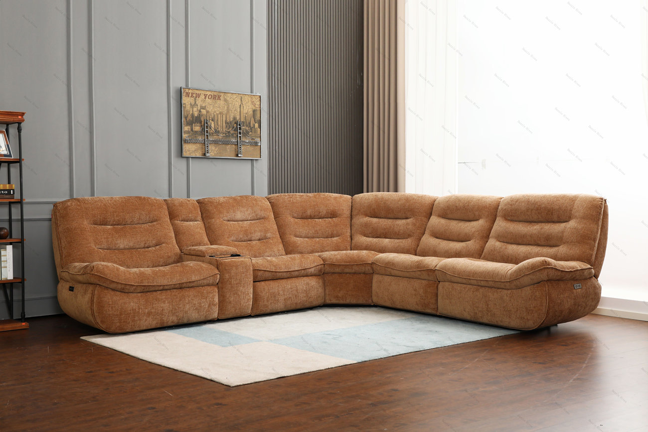 Dazzle Hives Emmy Orange Chenille Power Motion Sectional Sofa | Wayfair