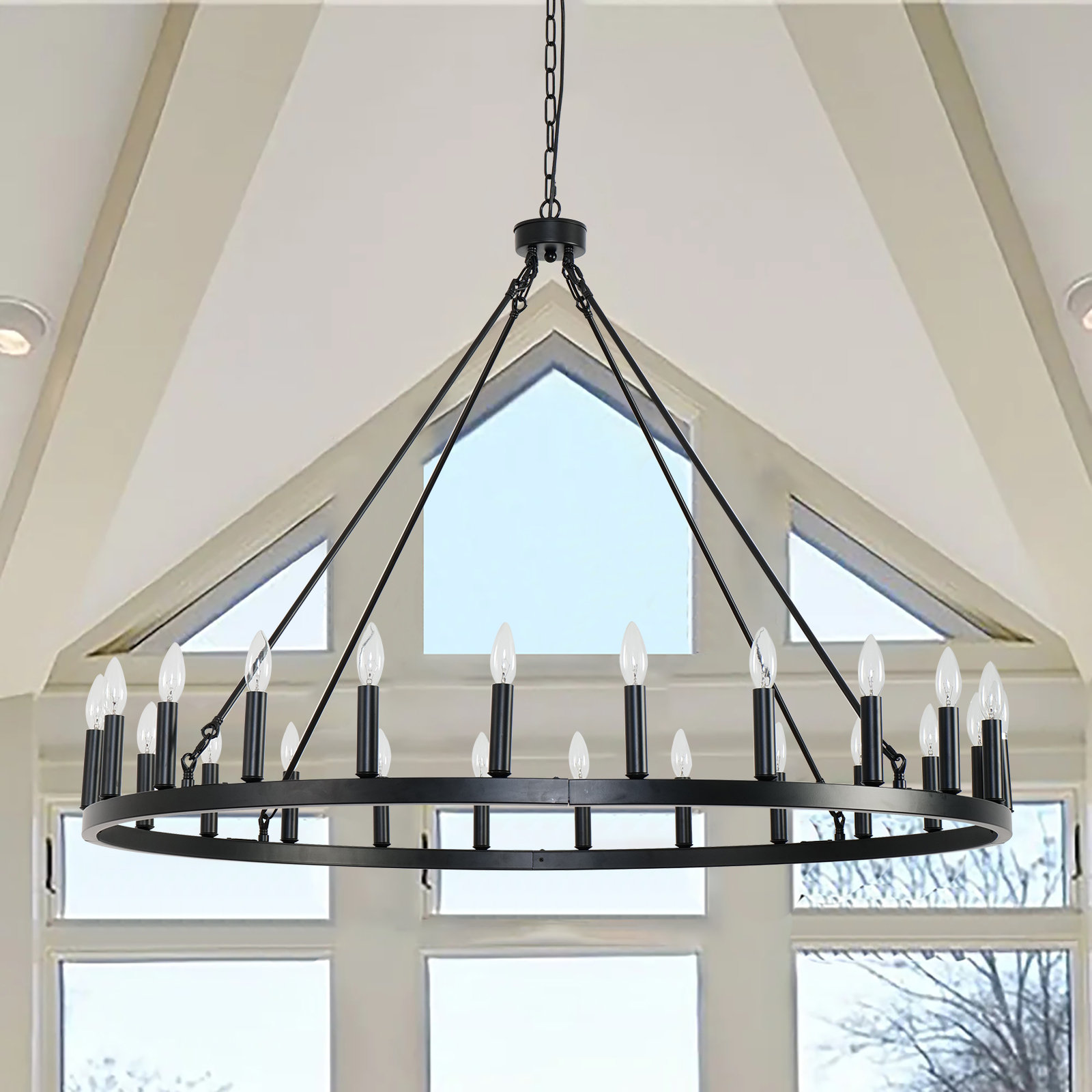 Gracie Oaks Tanzeer 24 - Light Wagon Wheel Chandelier & Reviews | Wayfair